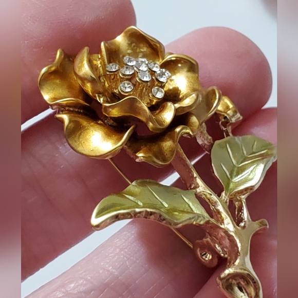 Jewelry | English Rose Brooch Flower Gold Yellow Pin Wedding Enamel New ...